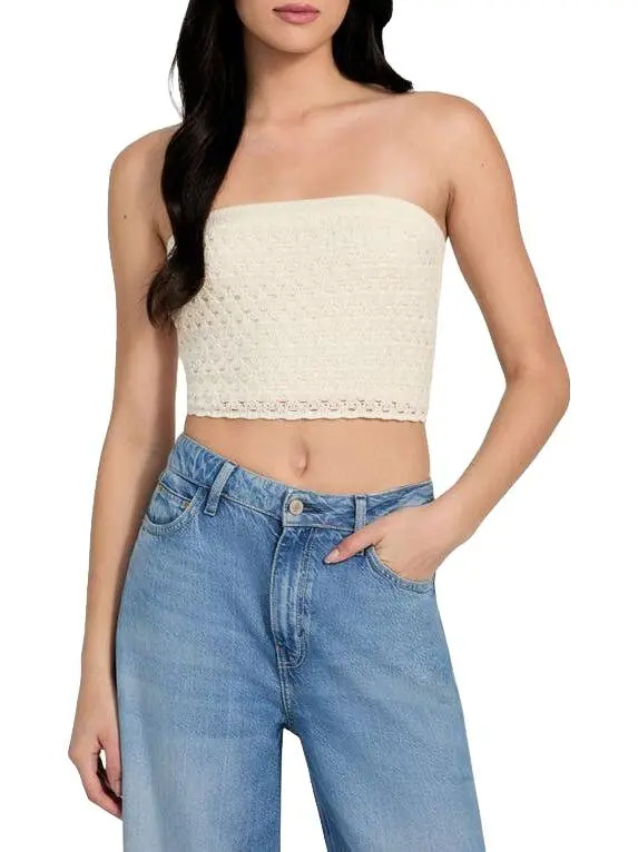 Guess Luca Strapless Knit Tube Top - Dove White