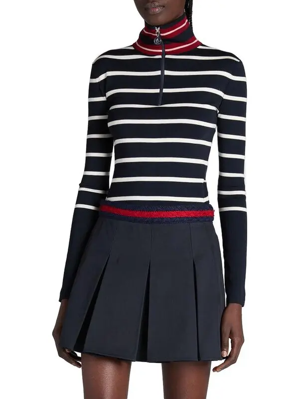 Moncler Virgin Wool Quarter Zip Pullover - Stripe