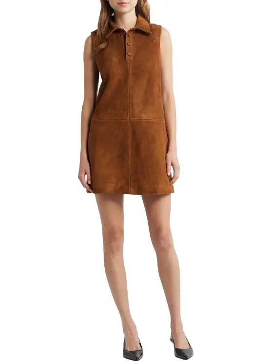 FRAME The City Suede Sleeveless Dress - Sepia