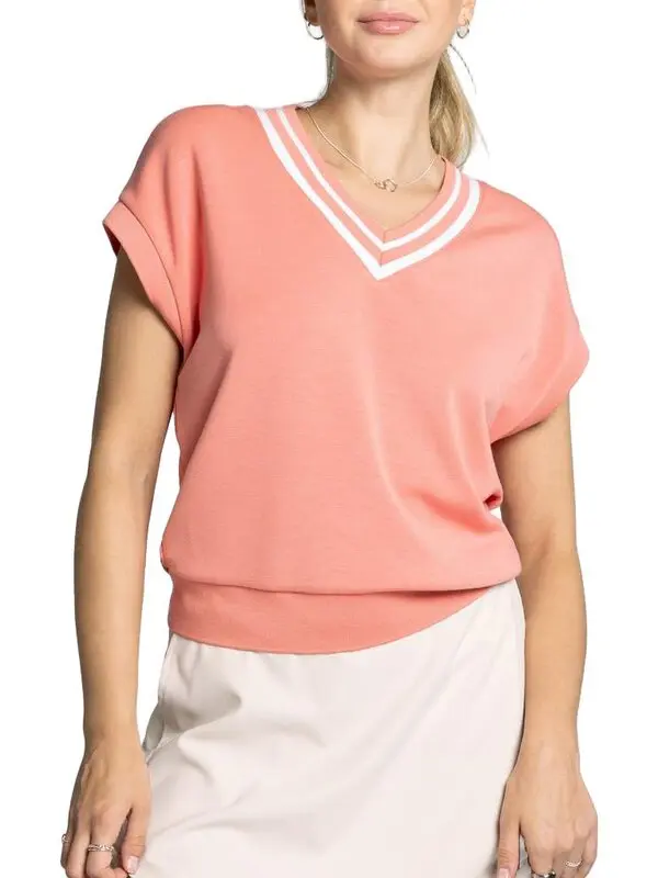 THREAD & SUPPLY Rhonda Stripe Knit Top - Coral Varsity