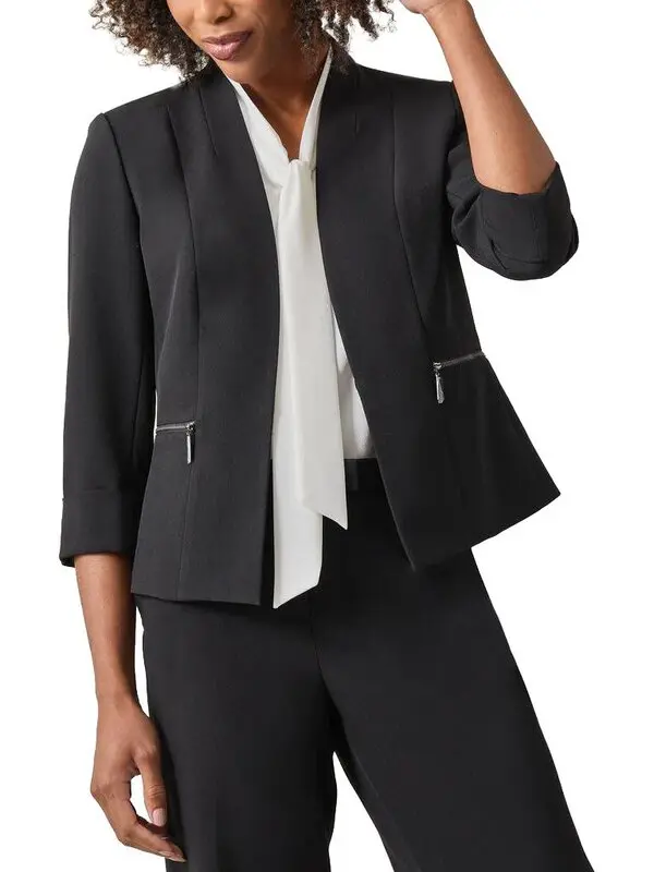 KASPER Stretch Crepe Jacket - Black