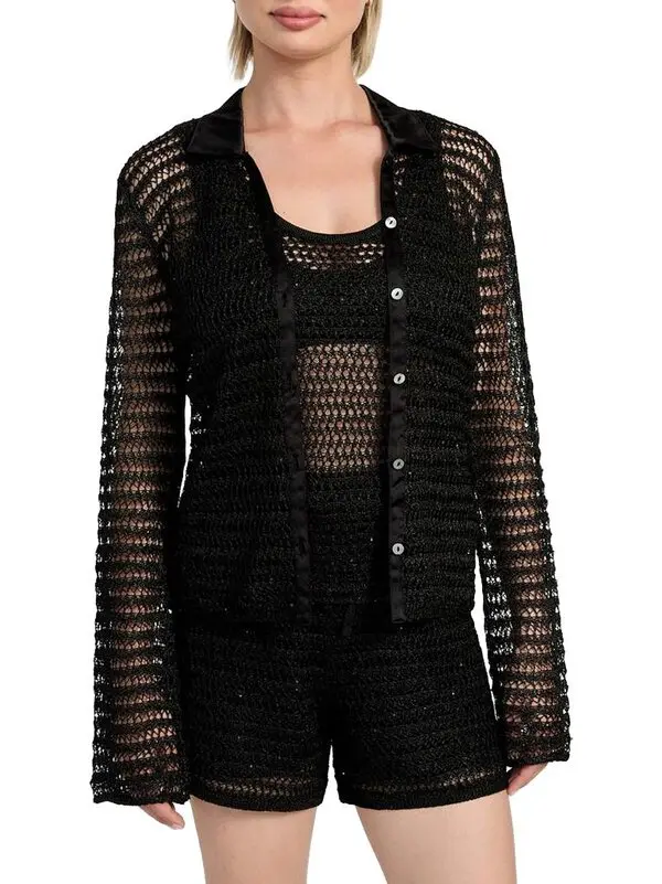 Guess Bella Sequin Shirt - Jet Black Multi