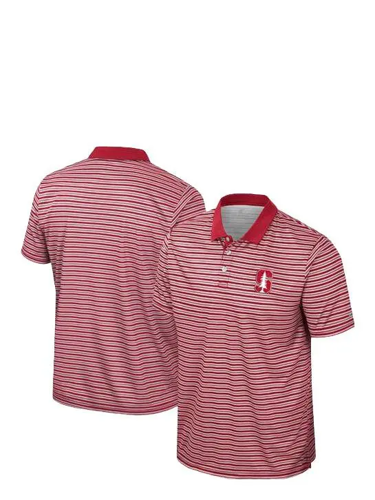 COLOSSEUM Stanford Striped Polo - Cardinal