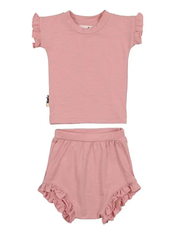MANIÈRE Ruffle Edge Cotton Set - Pink