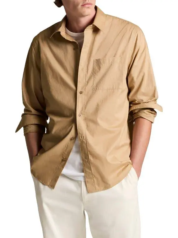 Vince Cotton Poplin Button-up Shirt - Beige