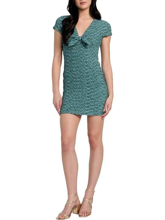 Guess Body-con Mini Dress With Tie Front - Forbidden Forest Multi