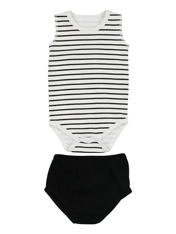 MANIÈRE Stripe Bodysuit & Bloomers Set - Black