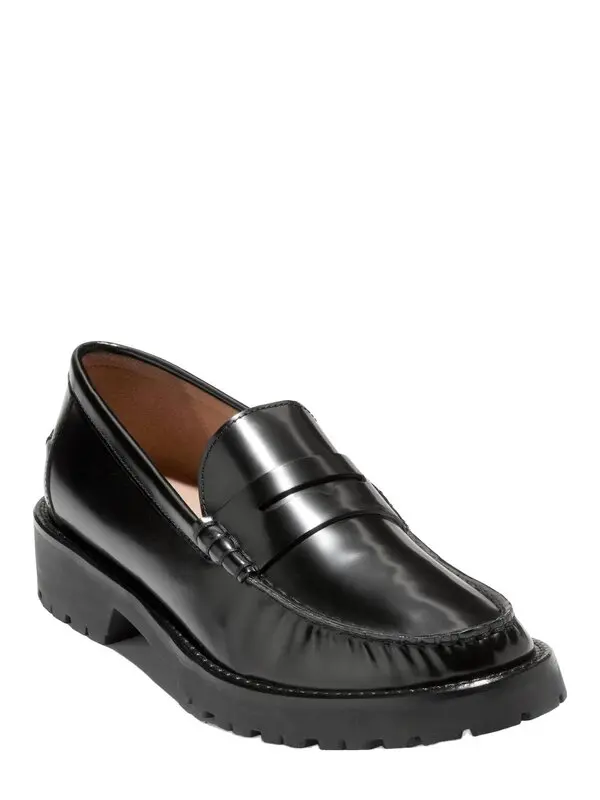 Cole Haan Treena Lug Penny Loafer - Black Box Leather