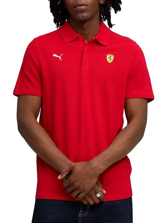 PUMA Scuderia Ferrari Sportswear Logo Cotton Polo - Rosso Corsa
