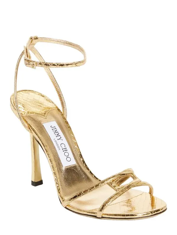 JIMMY CHOO 1998 Leo Ankle Strap Sandal - Gold