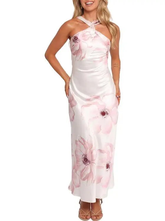 PETAL & PUP Floral Satin Maxi Dress - Pink Floral