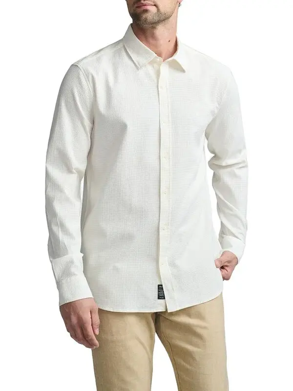 MAVI Textured Stretch Cotton Button-up Shirt - Antique White