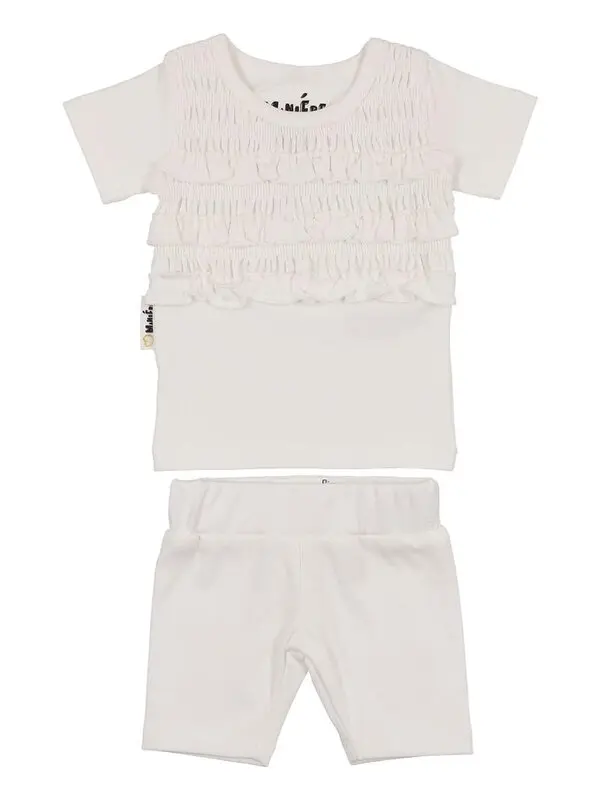 MANIÈRE Ruffle Top & Shorts Set - White