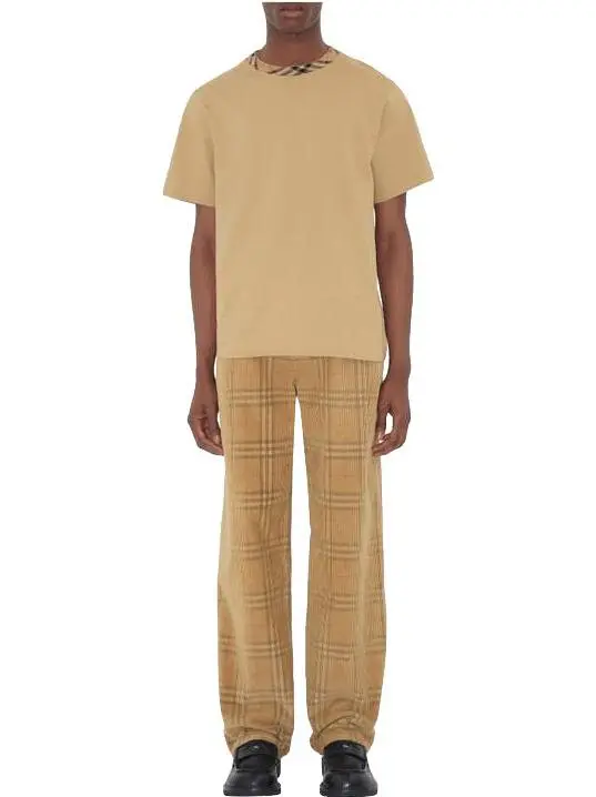 Burberry Check Corduroy Relaxed Fit Trousers - Sand