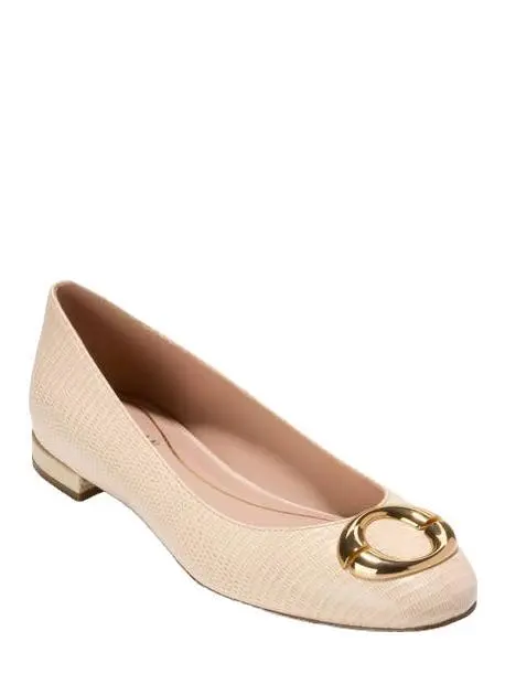 Cole Haan Skylar Ballet Flat - Oat Lizard Prt Leather