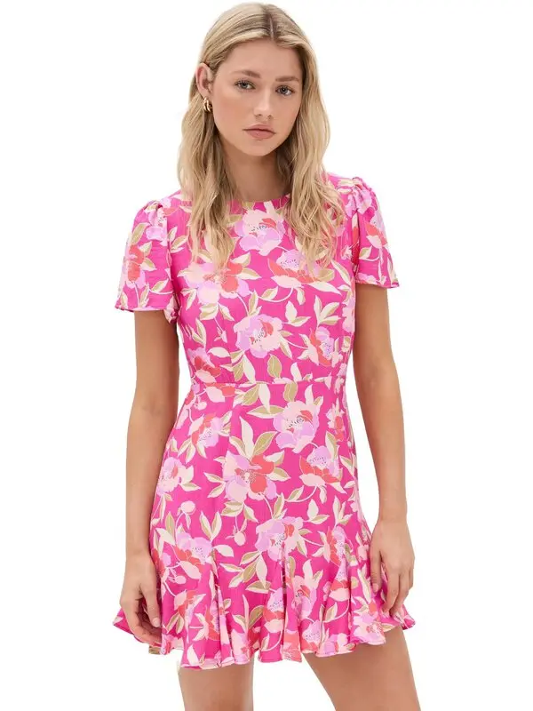 LE BOP Floral Print Mini Dress - Fuchsia Floral