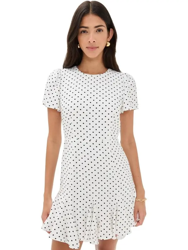 LE BOP Floral Print Mini Dress - White Dot