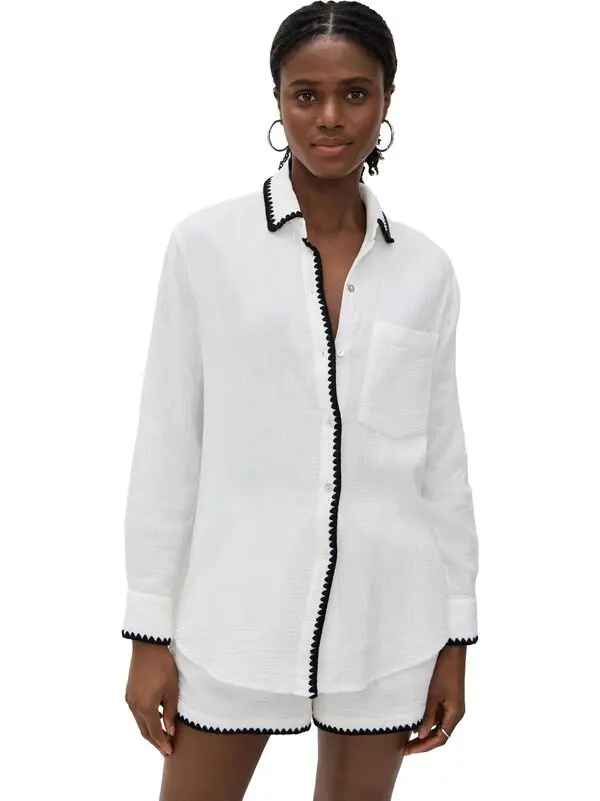 Rails Idania Button Down Shirt - Black Blanket Stitch