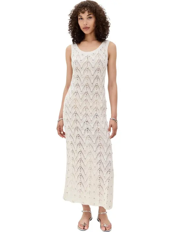 Generation Love Vincent Crystal Pointelle Knit Maxi Dress - Natural