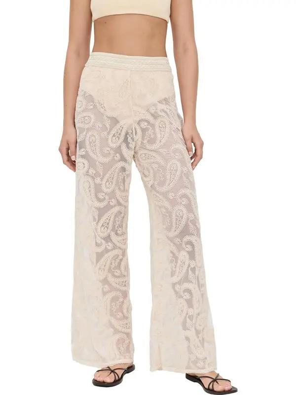 DRESS TO Wide Leg Lace Pants - Off White