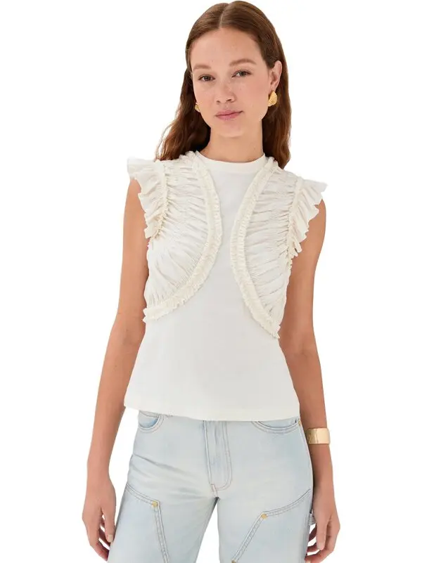 Ulla Johnson Val Sleeveless Ruffled Top - Pristine