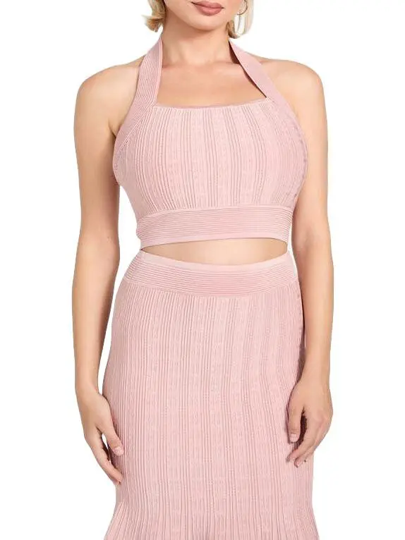 Guess Sofie Ribbed Halter Top - Light Pink