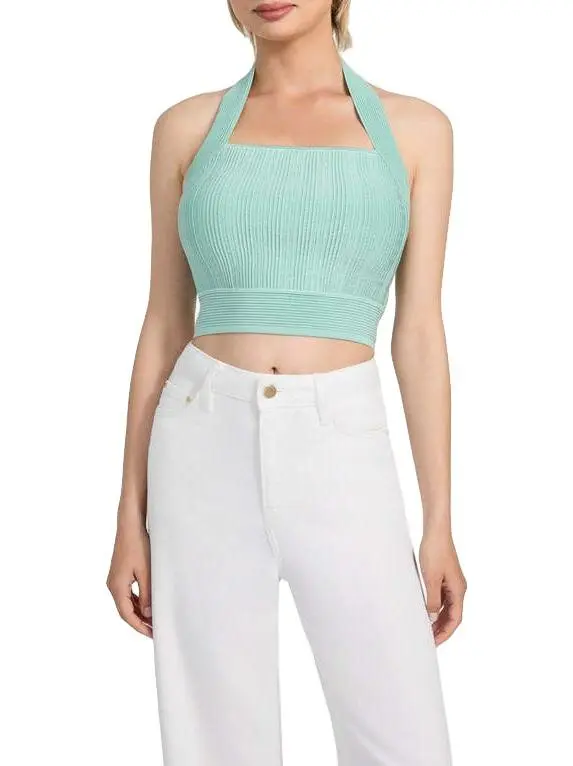 Guess Sofie Ribbed Halter Top - Saturn Green