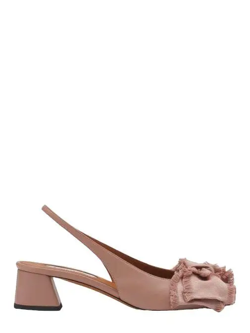 LANVIN Leather Heeled Slingback Ballerina - Pale Pink