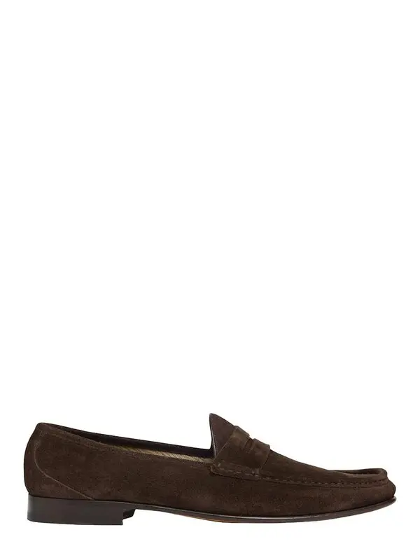 TOM FORD York Suede Penny Loafers - Coffee