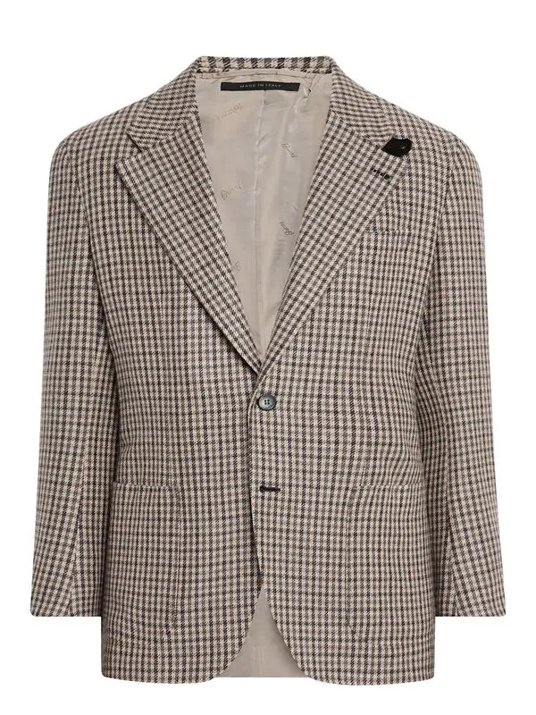 Brioni Brera Cashmere District Check Sport Coat - Beige