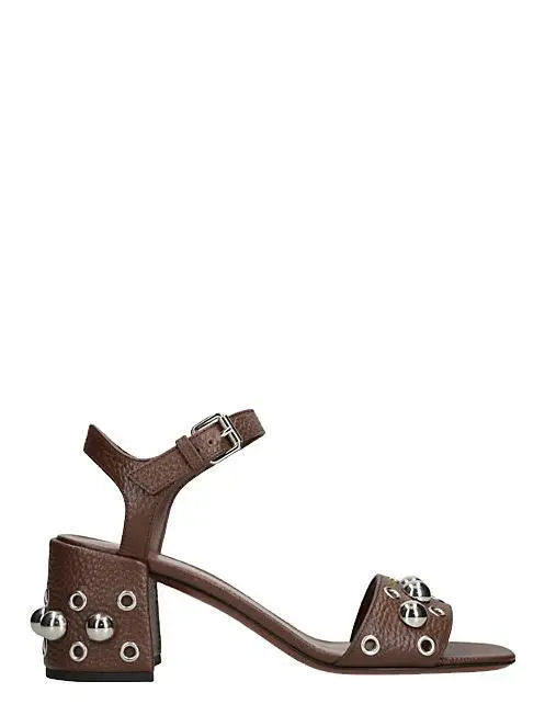 Valentino Garavani Nellcôte 60 Leather Heeled Sandals - Dark Brown