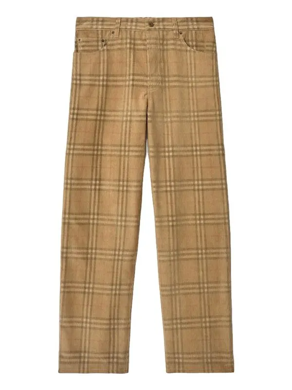 Burberry Check Corduroy Trousers - Sand Beige
