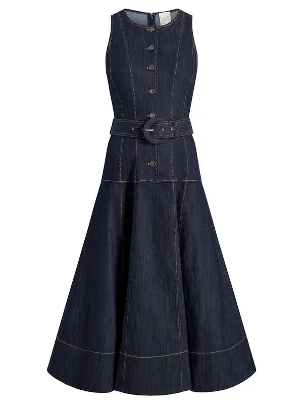 Cinq À Sept Margaret Sleeveless Denim Midi Dress - Indigo
