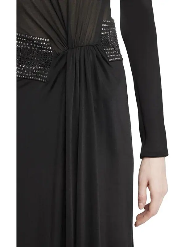 Giorgio Armani Crystal Embellished Jersey Gown - Solid Black