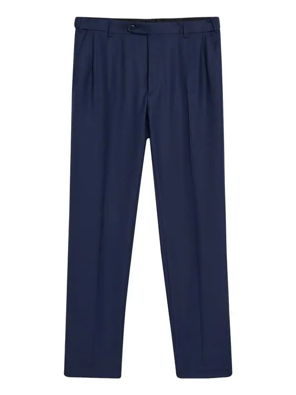 Brioni Wool Textured Straight-fit Formal Pants - Royal