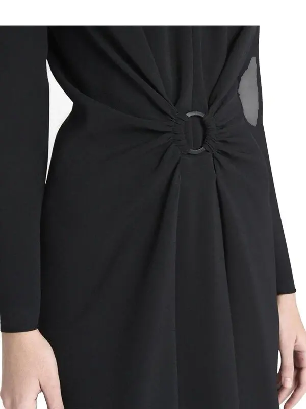 Giorgio Armani Long-sleeve Midi Sheath Dress With Ring Detail - Solid Black