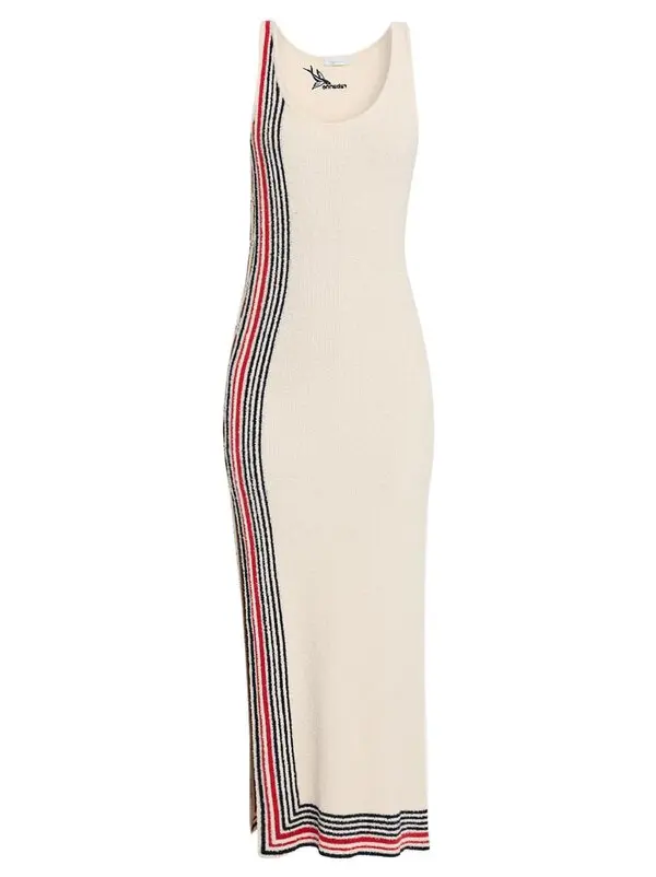 Rabanne Scoop-neck Stripe Button-side Maxi Dress - Red Navy Stripes