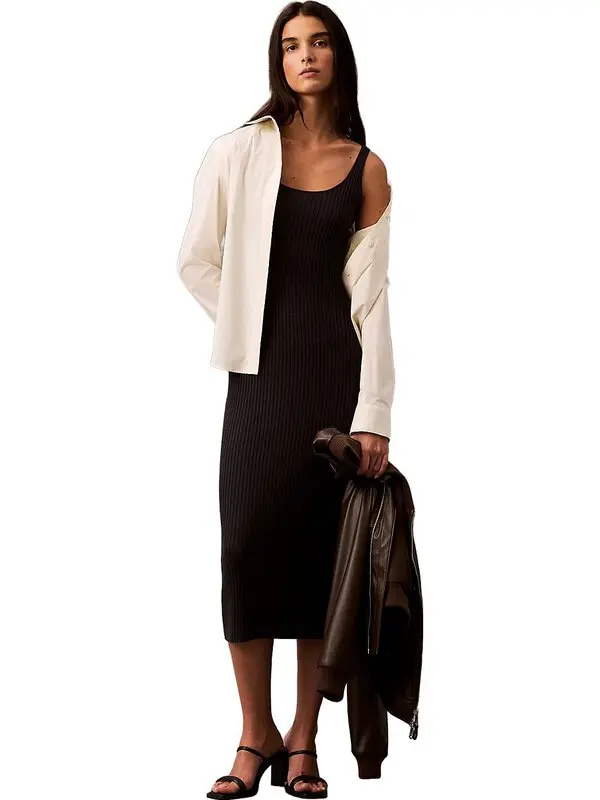 Calvin Klein Silk Cashmere Sleeveless Sweater Dress - Vulcan