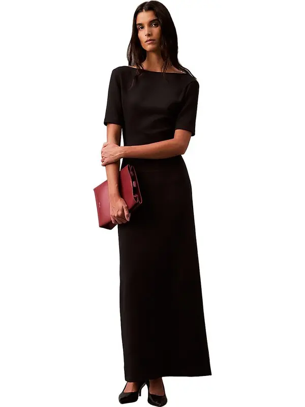 Calvin Klein Backless Jersey Knit Maxi Dress - Black Beauty