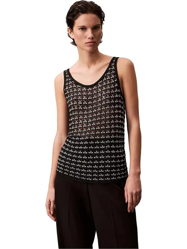 Calvin Klein Jacquard Textured Knit Tank - Black