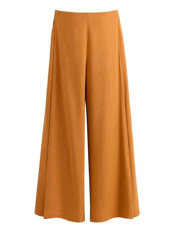 Cuyana Linen Pleated Wide-leg Pants - Saffron
