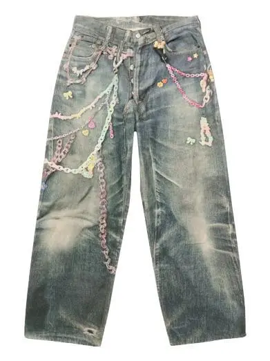 Acne Studios Vintage Chain Detail Loose Jeans - Blue