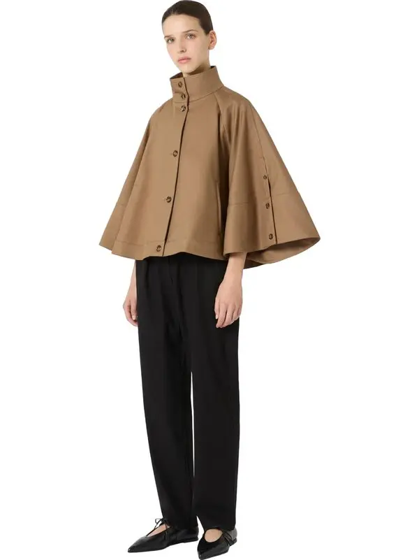 Max Mara Cropped Gabardine Cloak - Colonial