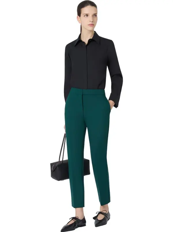 Max Mara Viscose Jersey Trousers - Dark Green