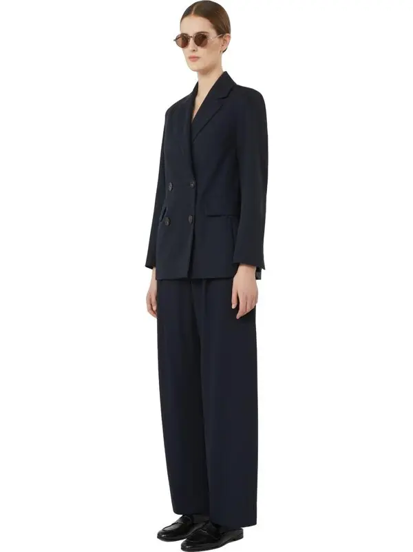 Max Mara Wool Crepe Double-breasted Blazer - Midnightblue