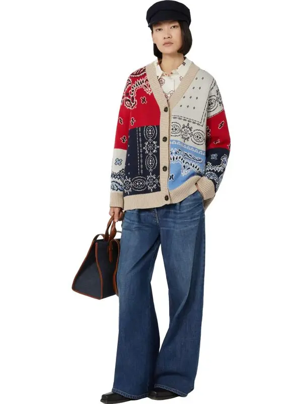Max Mara Oversized Jacquard-knit Cardigan - Navy