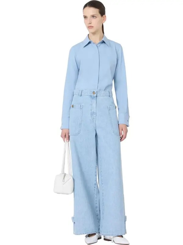 Max Mara Cotton Logo Shirt - Light Blue