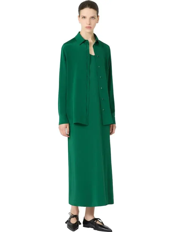 Max Mara Crêpe De Chine Midi Dress - Emerald