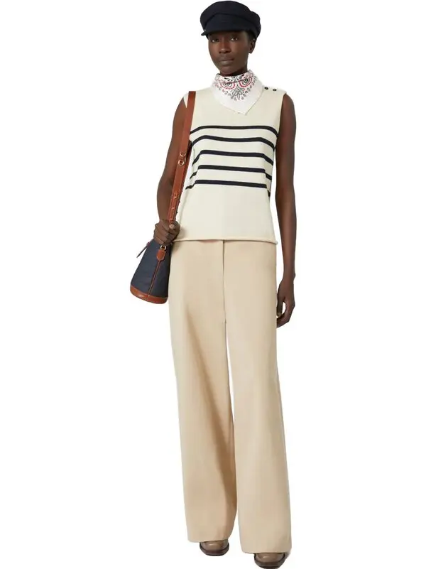 Max Mara Cotton Gabardine Wide-leg Trousers - Beige