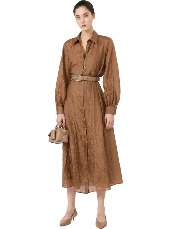Max Mara Silk Canvas Shirt Dress - Hazelnut Brown